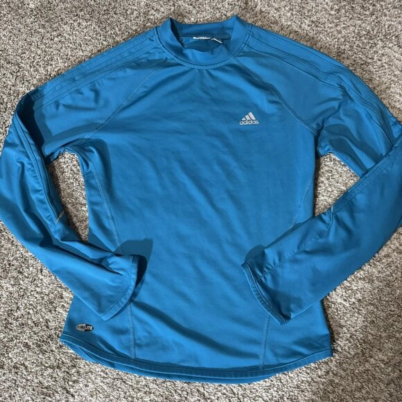 adidas | Tops | Adidas Shirt Womens Medium Blue Climalite Long Sleeve ...